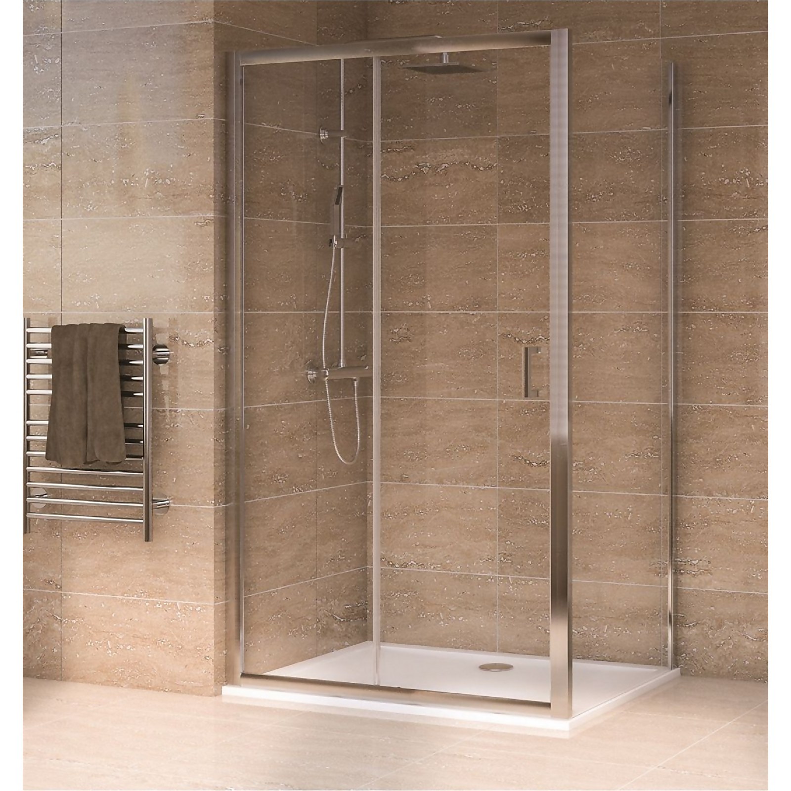 Aqualux Sliding Door 1700 X 700mm Shower Enclosure And Tray Package