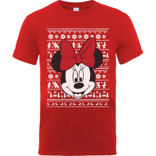 Disney Mickey Mouse Men's Christmas Minnie Head T-Shirt - Red ...