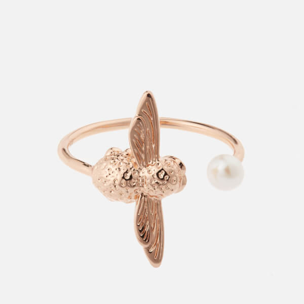 Olivia Burton Women's Pearl Bee Ring - Rose Gold