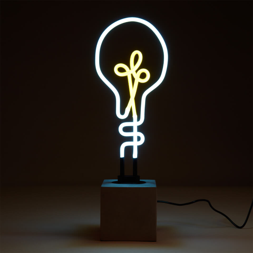 Exclusive Lightbulb Neon Light - Concrete Base - IWOOT UK